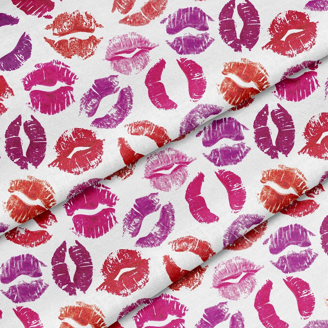 Fabric by the Yard ( Cute Lipstick Kisses Print Pattern ) for Sewing ...