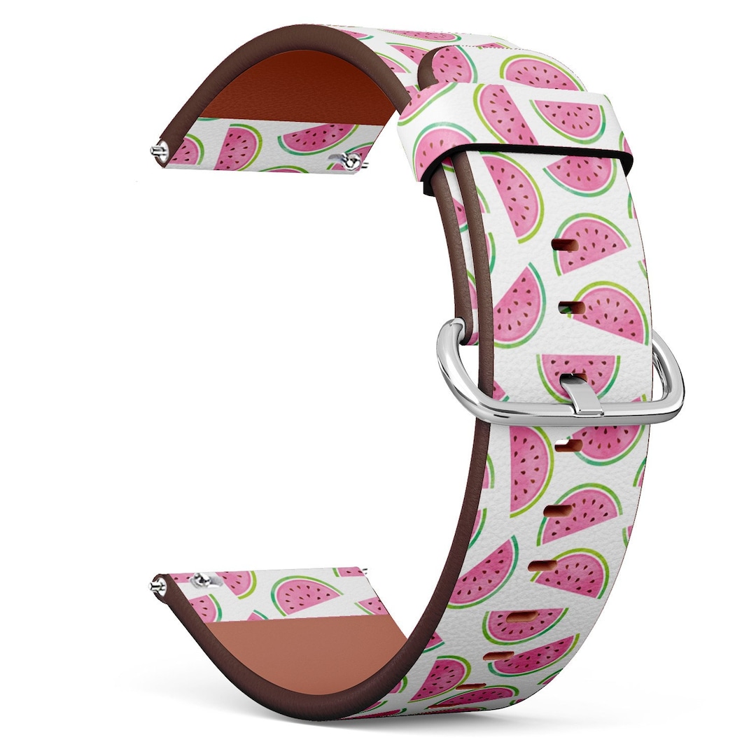 Vegan Leather Watch Strap 18mm 20mm 22mm 23mm ( Watercolor Watermelon ...