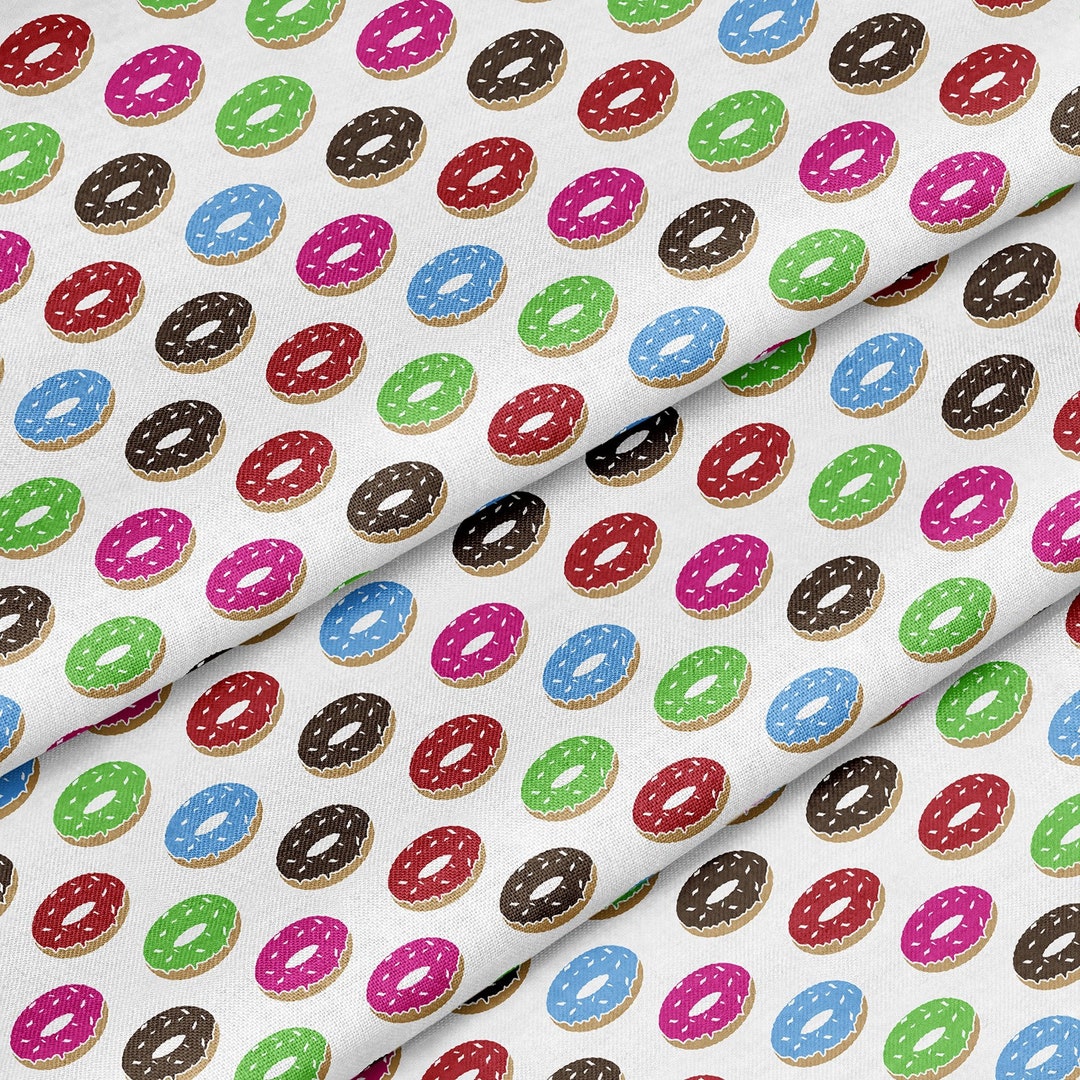 Fabric by the Yard ( Colorful Sweet Donuts Print Pattern ) for Sewing ...