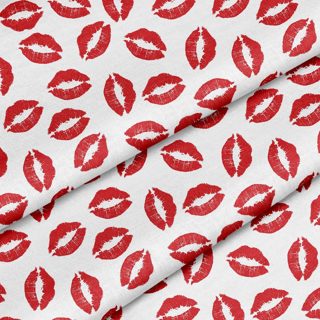Fabric by the Yard ( Red Lipstick Kiss Print Pattern ) for Sewing ...
