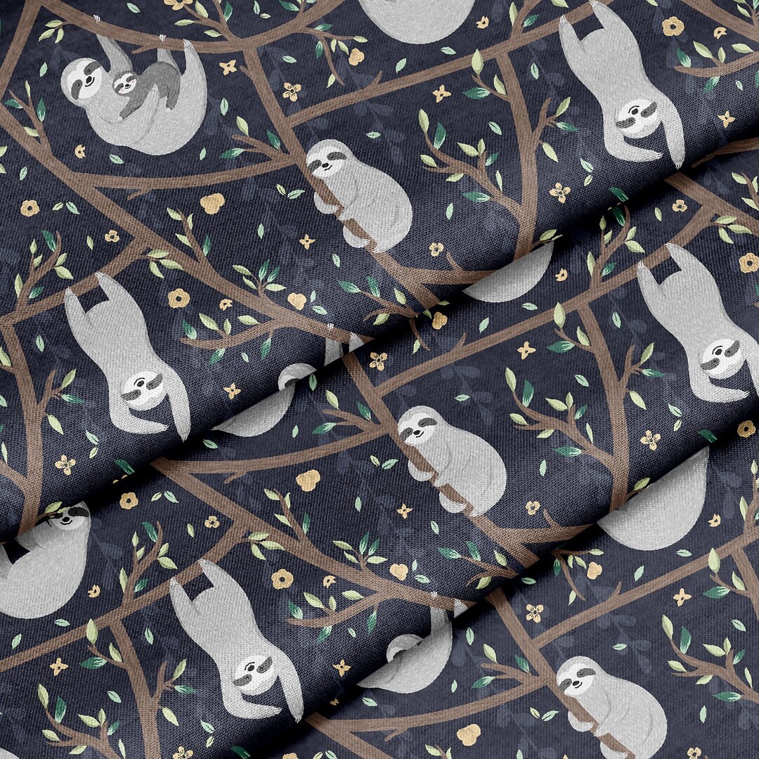 Fabric by the Yard ( Cute Baby Sloths Print Pattern ) for Sewing ...