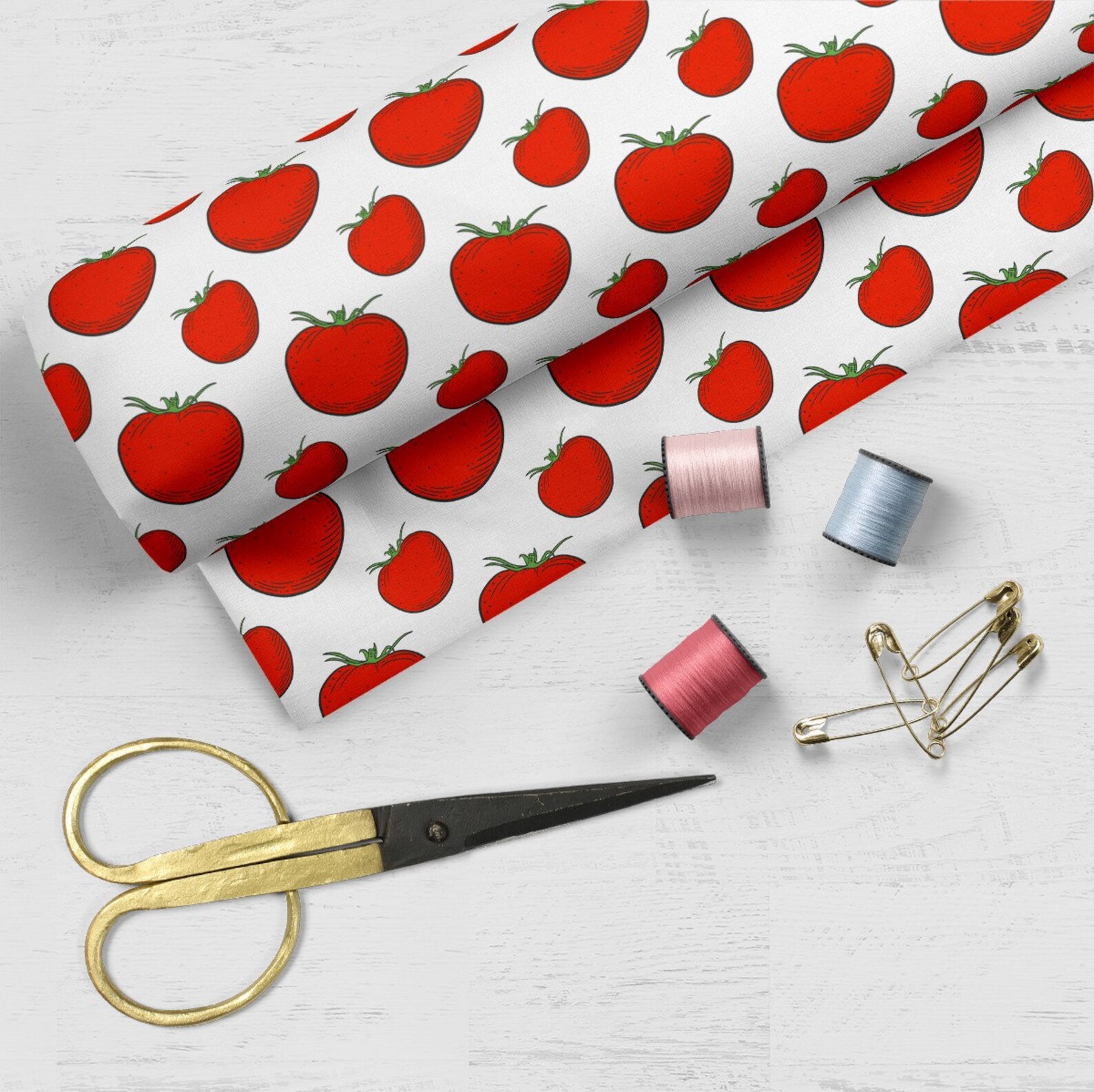 Fabric by the Yard ( Ripe Tomato Print Pattern ) for Sewing, Crafting ...