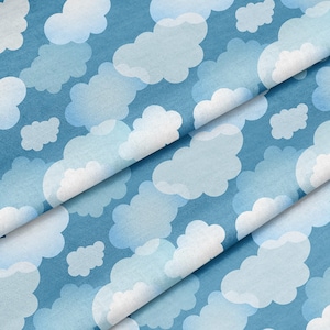 Fabric by the Yard ( Blue Clouds Print Pattern ) for Sewing, Crafting ...