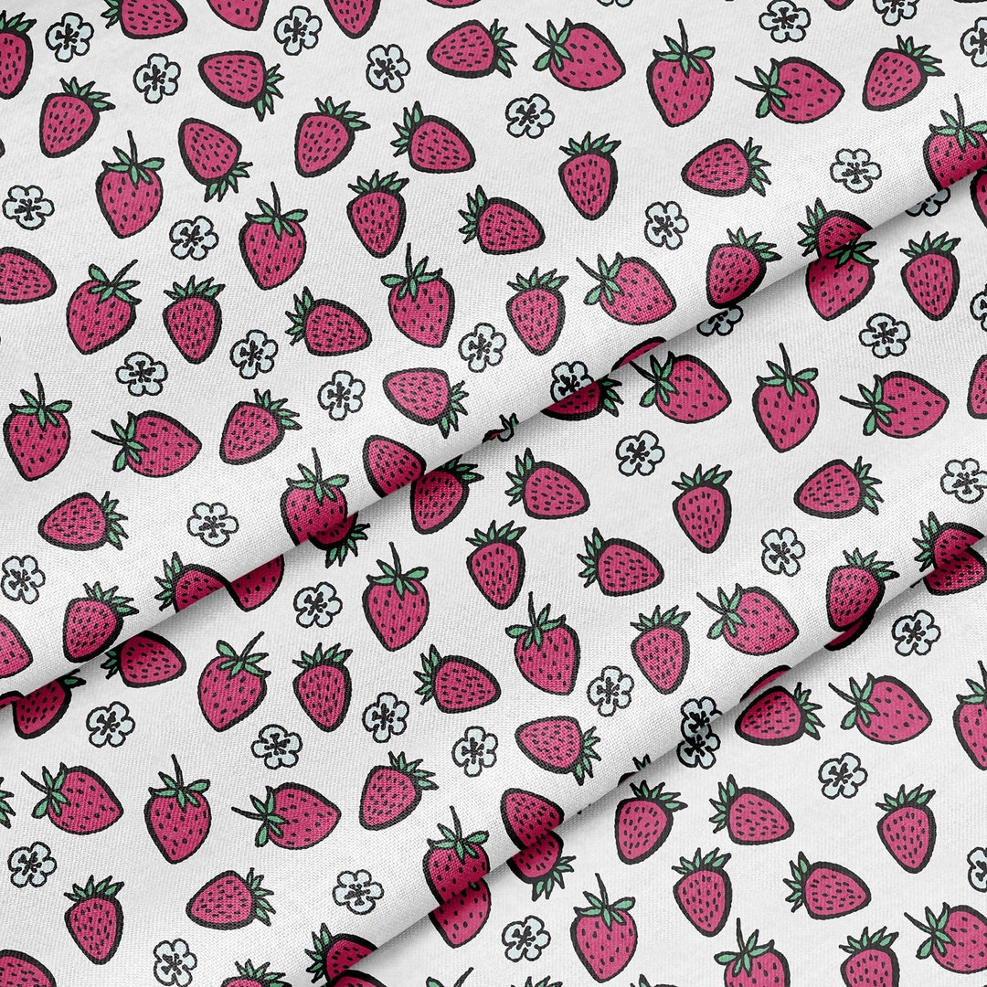 Fabric by the Yard ( Cute Strawberry Doodle Print Pattern ) for Sewing ...