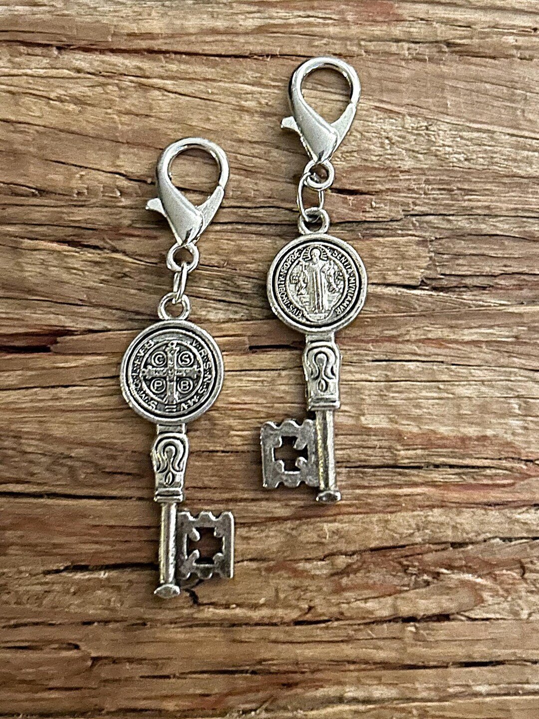 Saint Benito Saint Benedict Key Silver Keychain Clip - Etsy