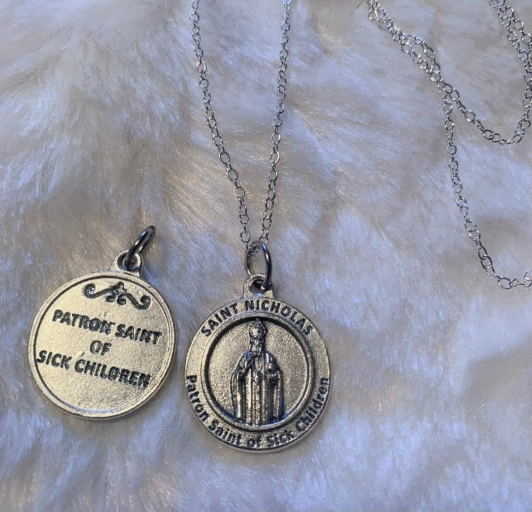 Saint Nicholas Pendant on 18 Inch Sterling Silver Necklace - Etsy