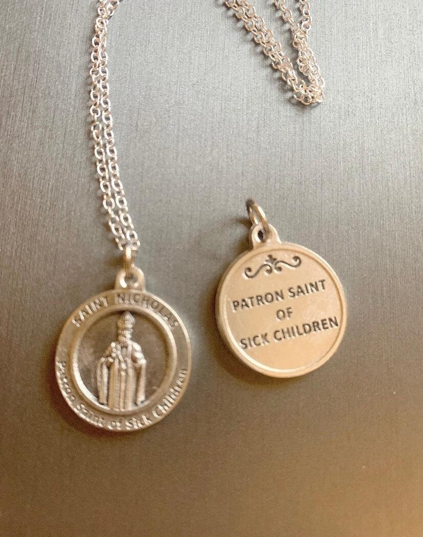 Saint Nicholas Pendant on 18 Inch Sterling Silver Necklace - Etsy