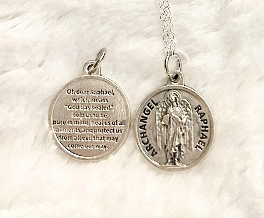Archangel Raphael Pendant on 18 Inch Sterling Silver Necklace - Etsy