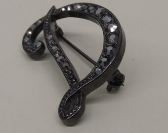 Rhinestone Initial Brooch - Etsy