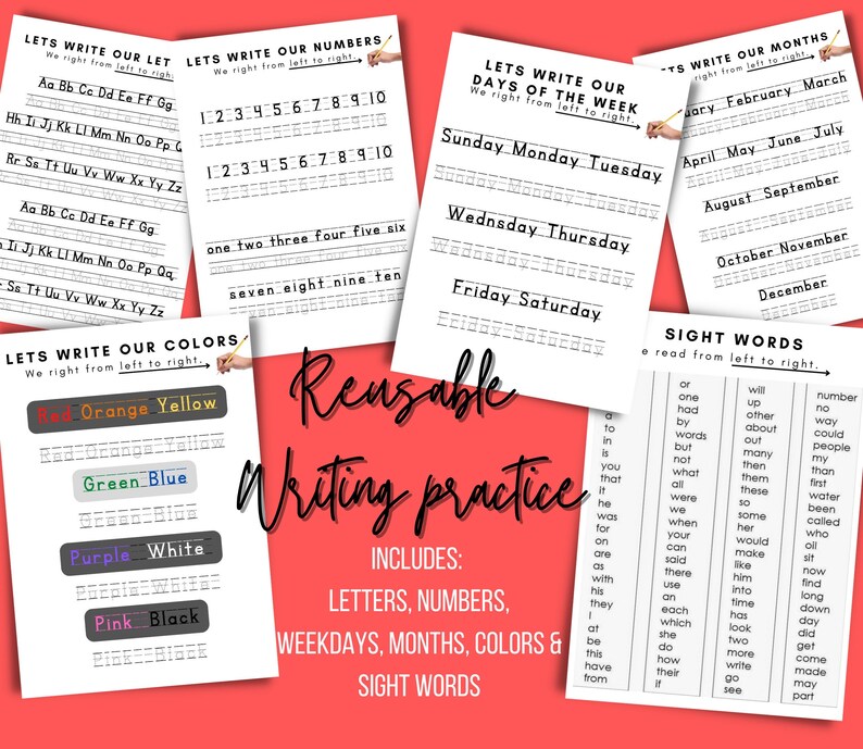 Printable Word Recognition and Writing Practice, Digital File, Tracing ...