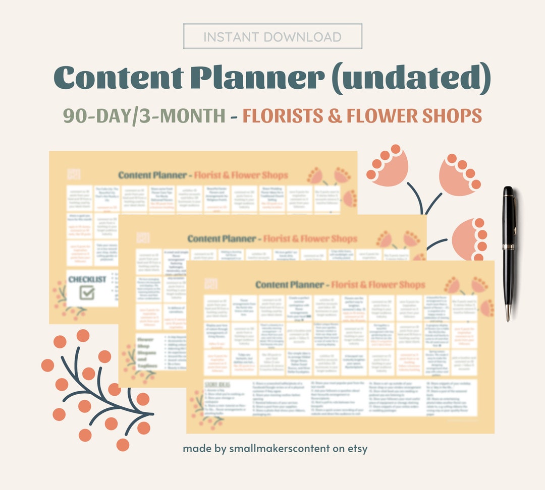 Social Media Content Planner for Florists and Flower Shops Instagram ...