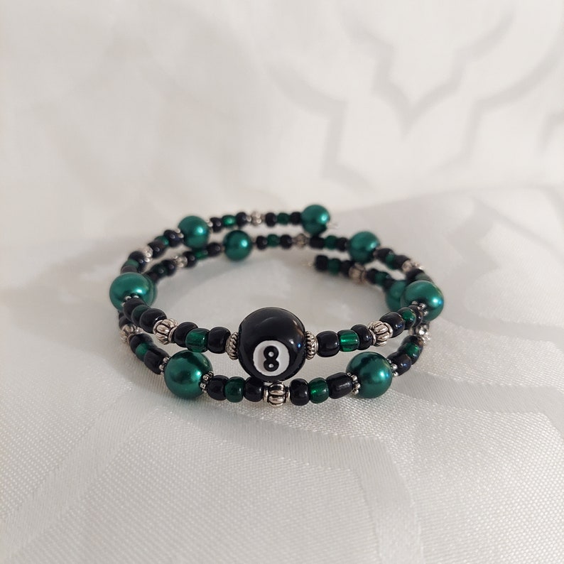 Memory Wire 8 Ball Bracelet, 8 Ball Jewelry, Pool Player Jewelry ...