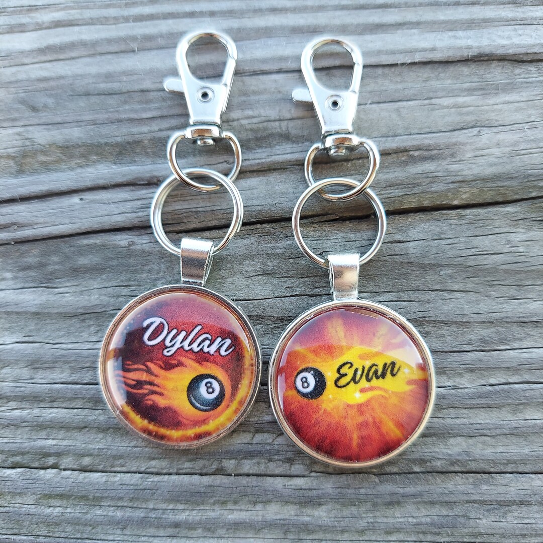Personalized 8-ball Keychain, Pool Player Keychain, Pool Player ...