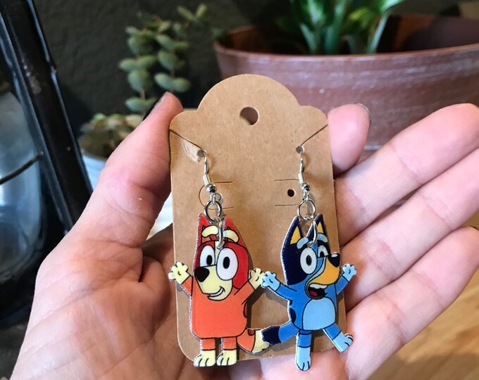 Bluey Earrings Bingo and Bluey Cartoon Earrings Australian Bluey - Etsy UK