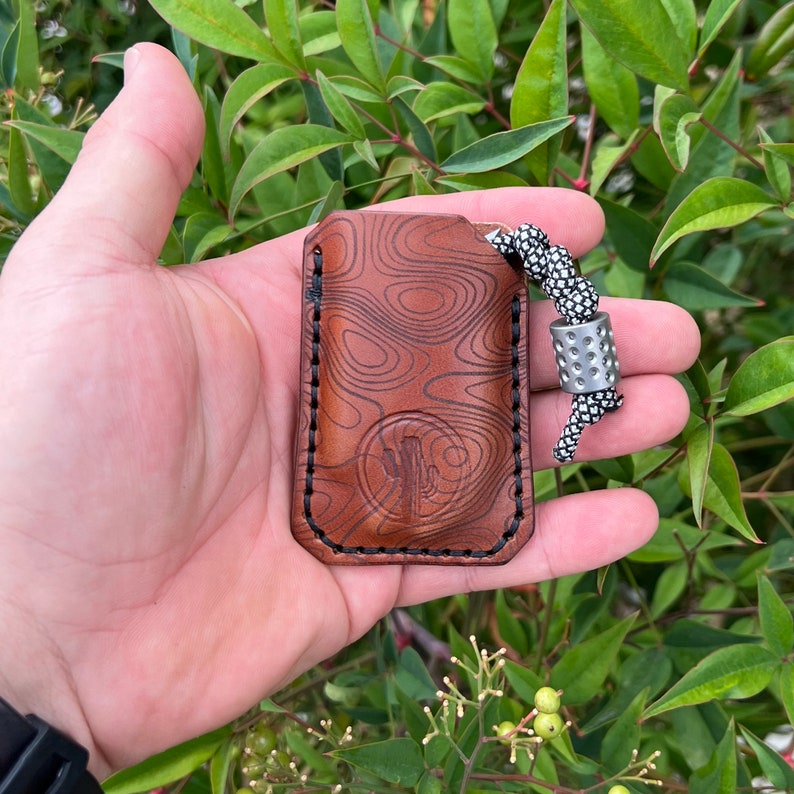 Topo Leather Beer Bomb Slip Topograph Sheath EDC - Etsy