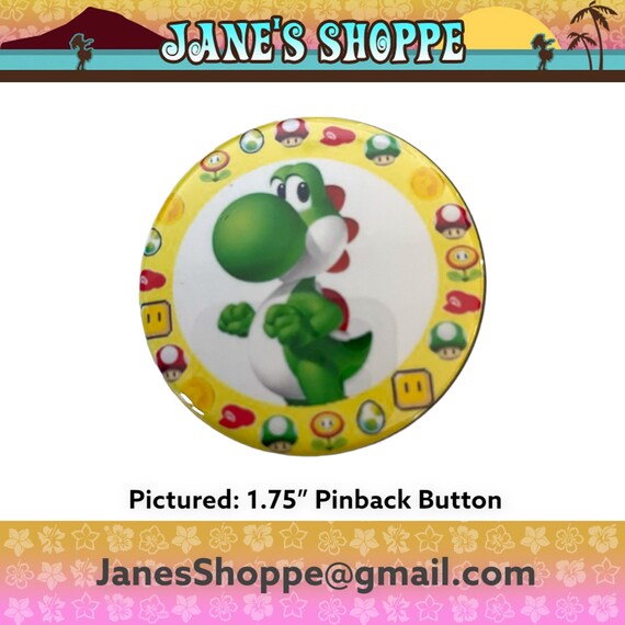 Yoshi Gamer Super Mario and Luigi Bros 1.25 & 1.75 Pin - Etsy