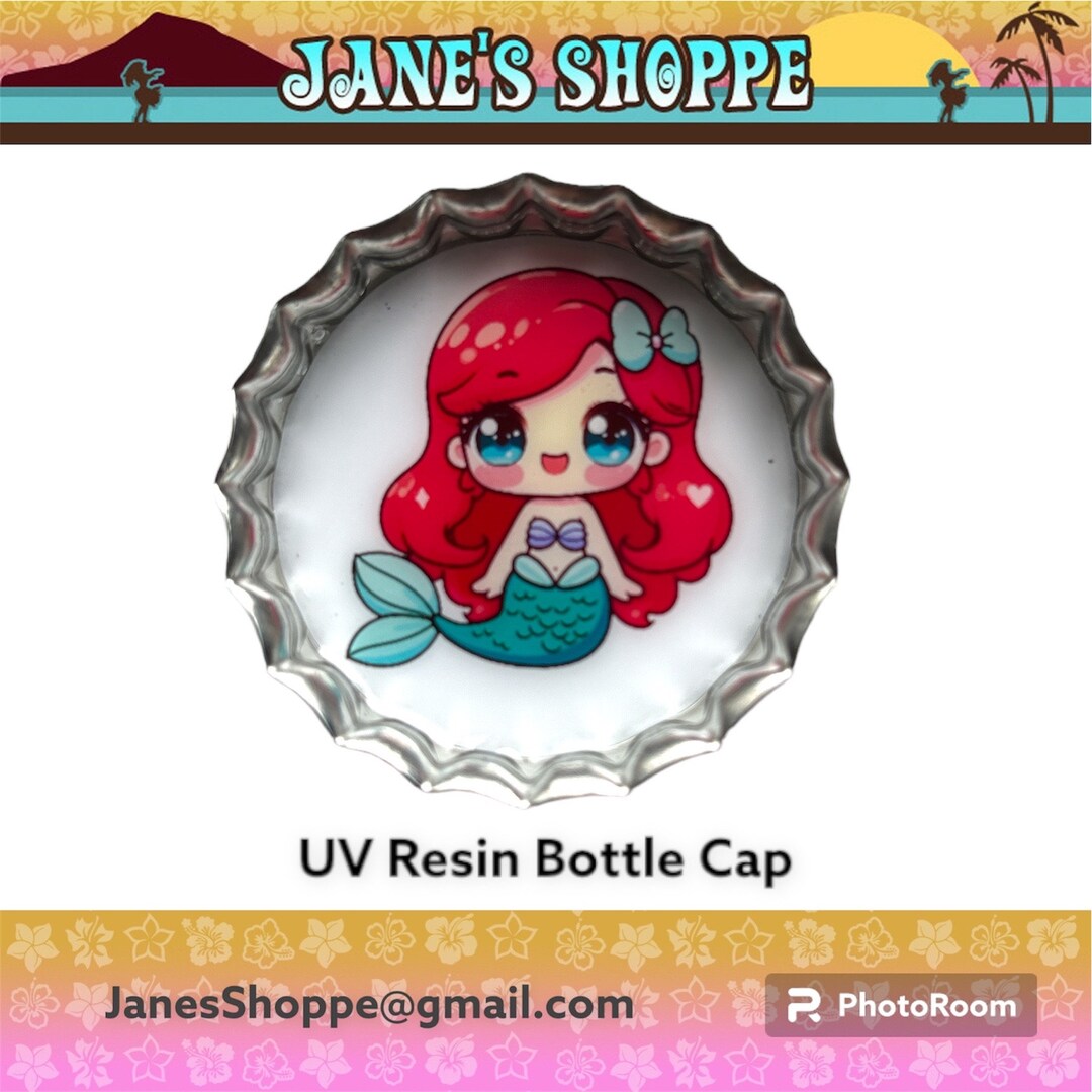 Kawaii Cute Little Mermaid Ariel Bottle Cap Charm. Available in ...