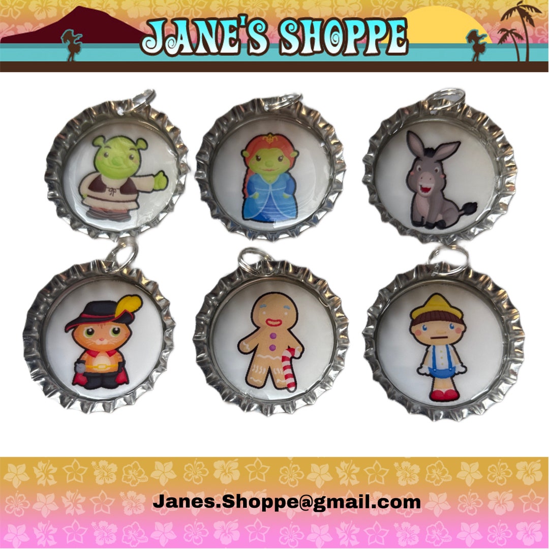 Shrek Movie Cartoon Animation Inspired 1 Bottle Cap Charms / Keychains ...