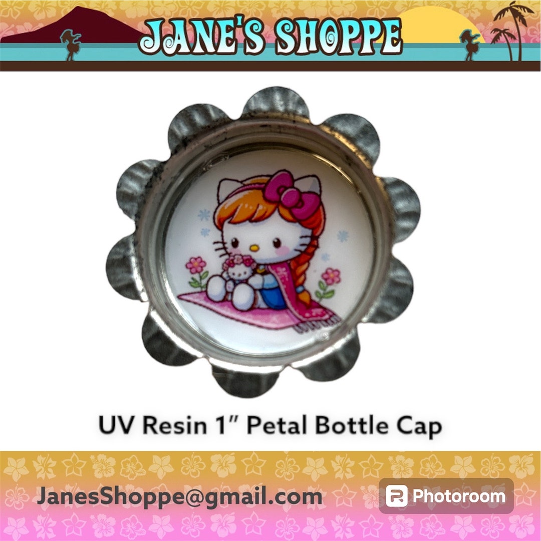 Kawaii Cute Hello Princess Kitty Petal Bottle Cap Charms / Necklaces ...
