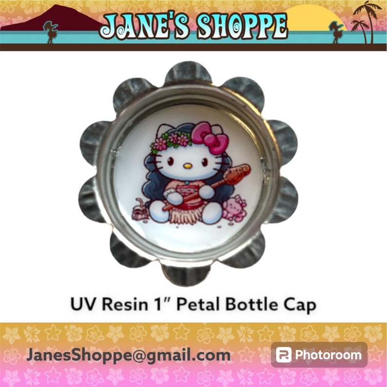 Kawaii Cute Hello Princess Kitty Petal Bottle Cap Charms / Necklaces ...