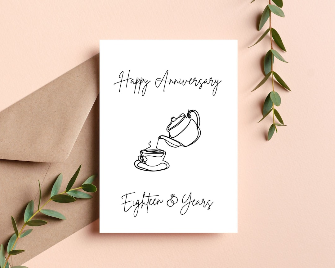 18th Wedding Anniversary Card | Happy Anniversary Card | Wedding ...