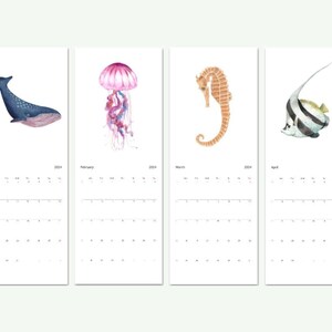 2024 Sea Life Calendar 2024 Slim Calendar Slim Wall Calendar 2024 - Etsy