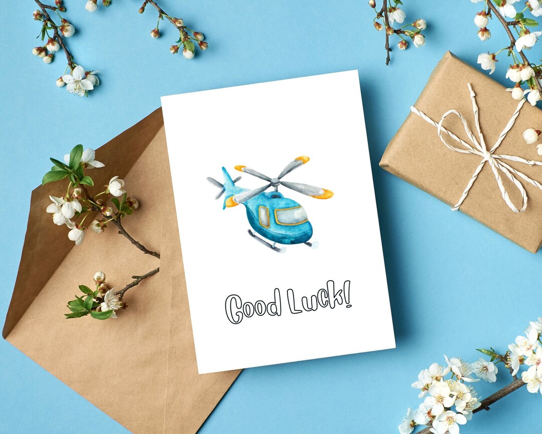 Helicopter Good Luck Card | Good Luck Card - Etsy