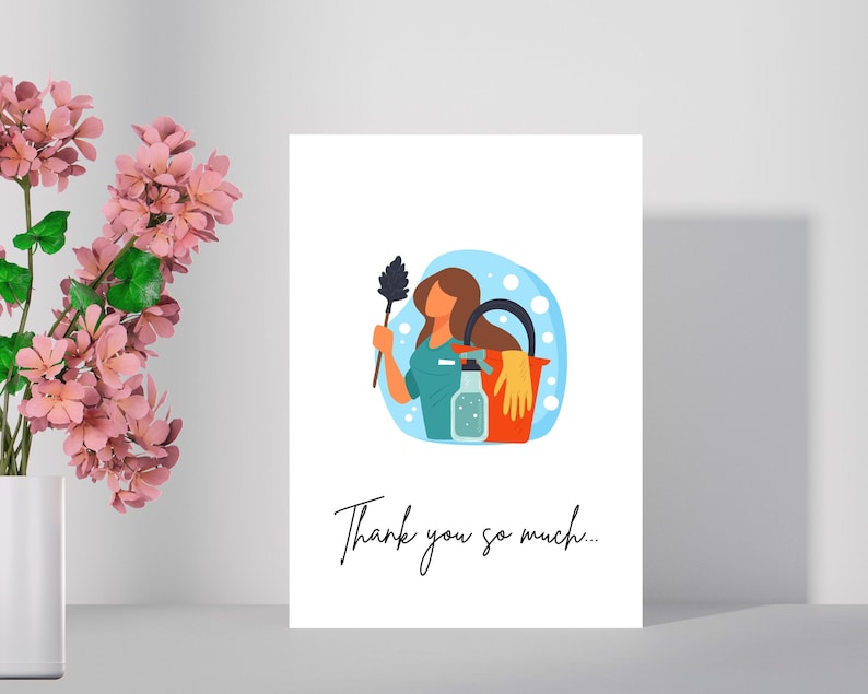 Cleaner Thank You Card | Thank You for Cleaning | Housekeeper ...