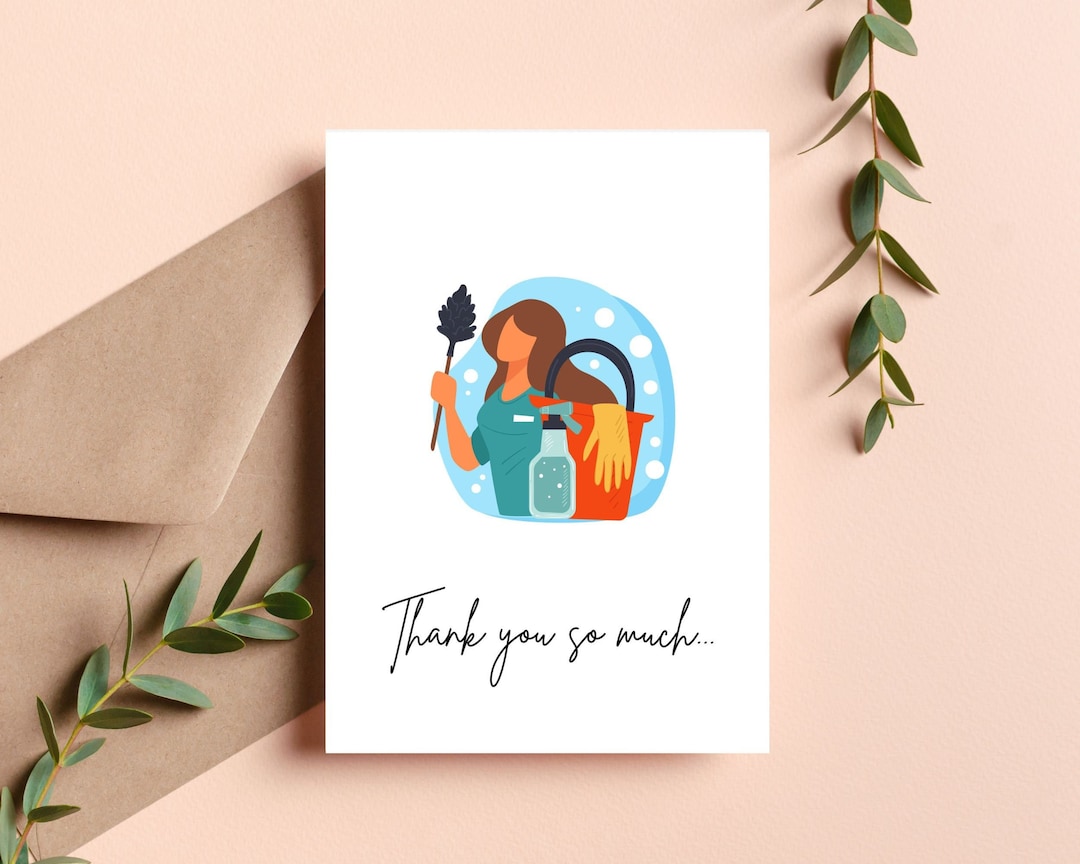 Cleaner Thank You Card | Thank You for Cleaning | Housekeeper ...