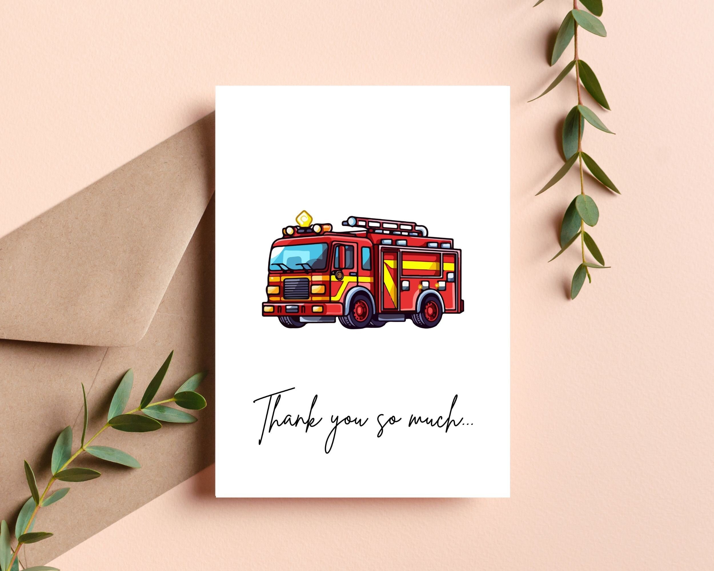 Firefighter Thank You Card | Thank You Firefighter | Fireman ...
