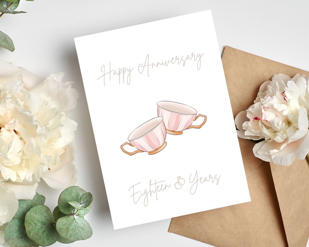 18th Wedding Anniversary Card | Happy Anniversary Card | Wedding ...