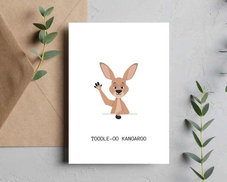 Cute Leaving Card | Goodbye Card | Farewell Card | Toodle-oo Kangaroo ...