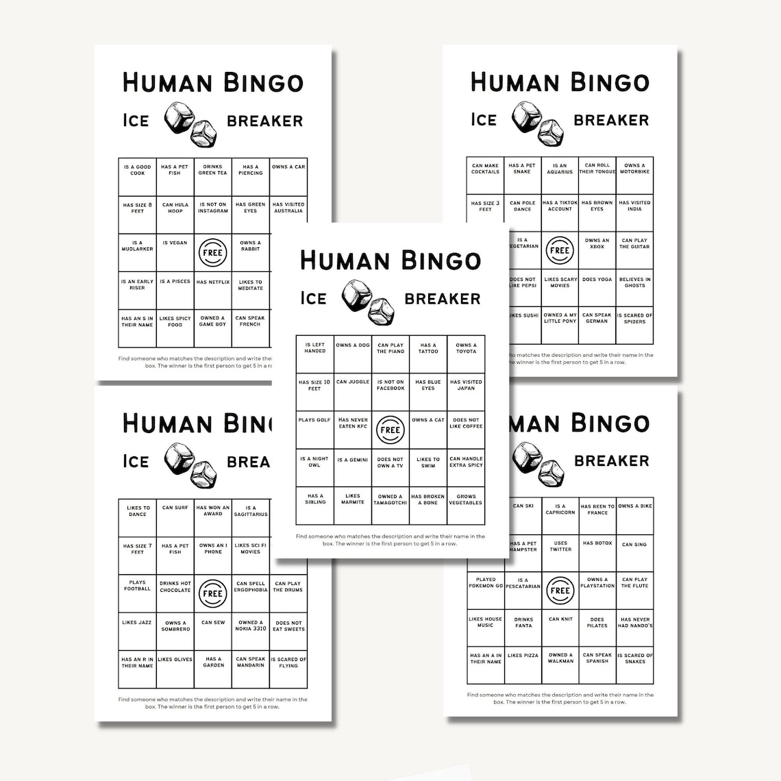Human Bingo | Ice Breaker | Party Game | 5 Game Bumper Pack | Digital ...