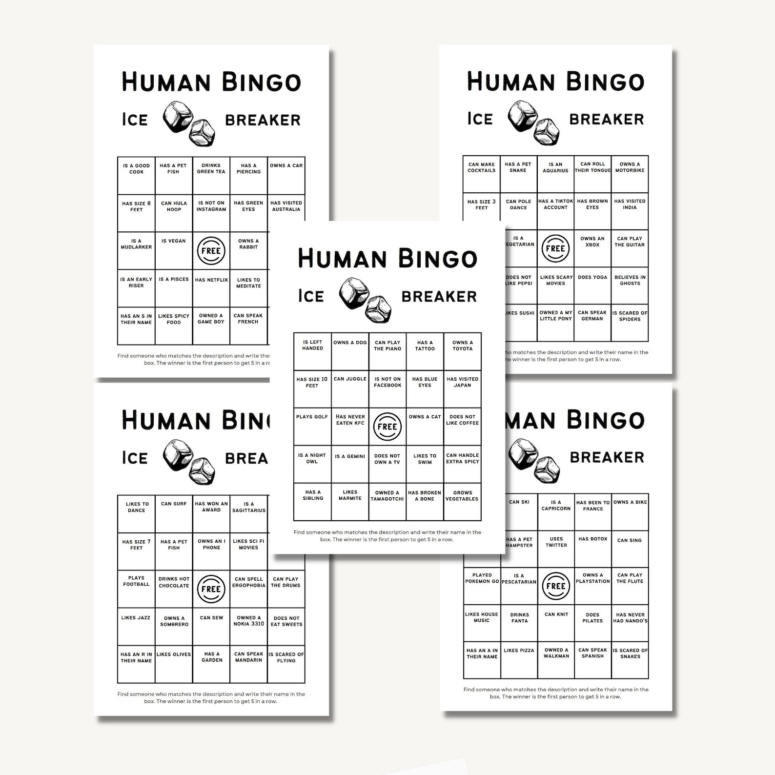 Human Bingo | Ice Breaker | Party Game | 5 Game Bumper Pack | Digital ...