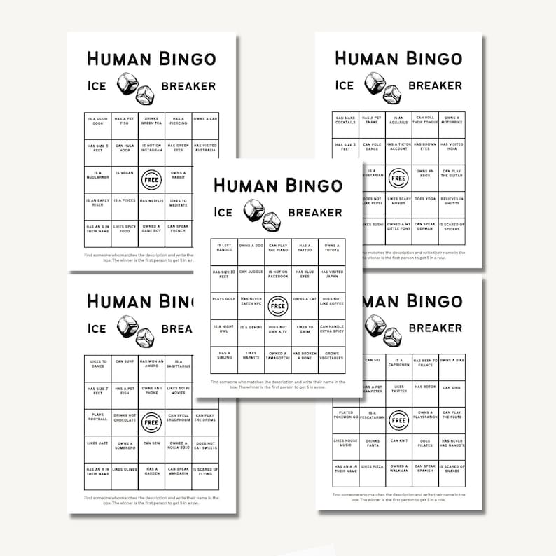 Human Bingo | Ice Breaker | Party Game | 5 Game Bumper Pack | Digital ...