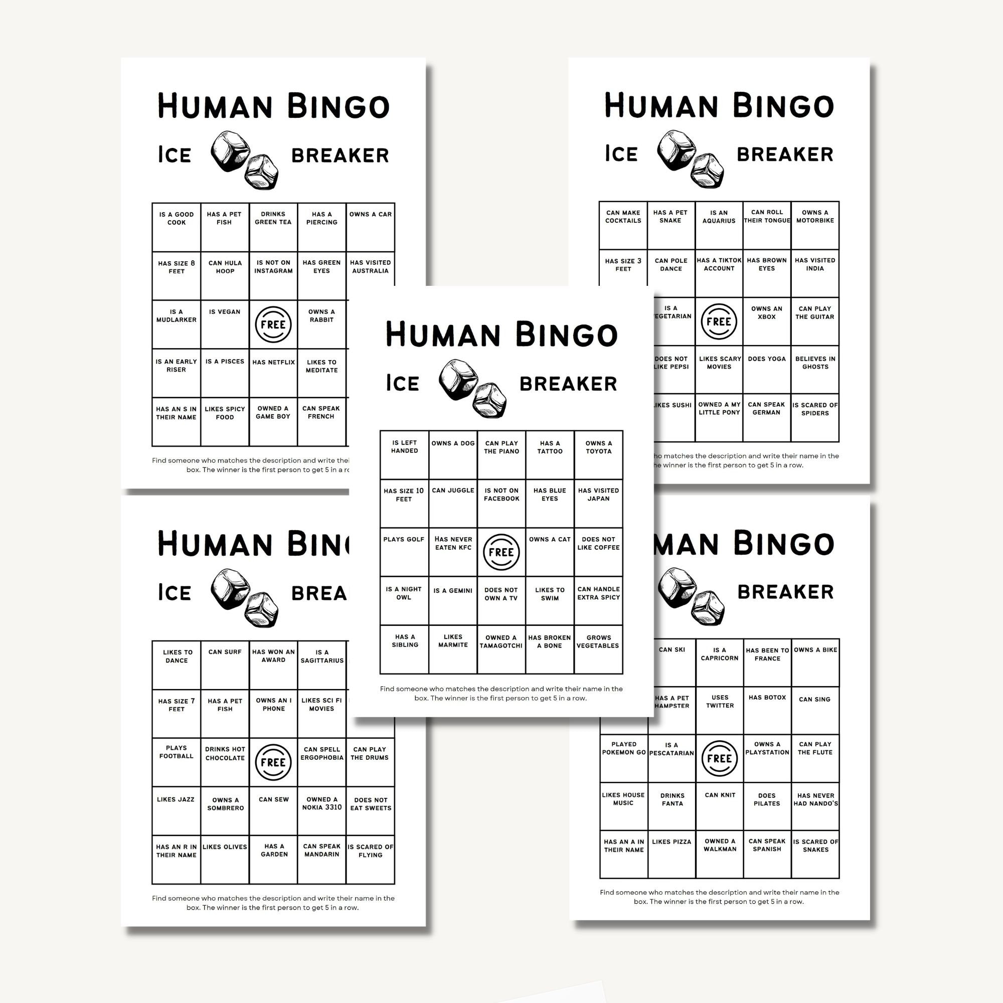 Human Bingo | Ice Breaker | Party Game | 5 Game Bumper Pack | Digital ...