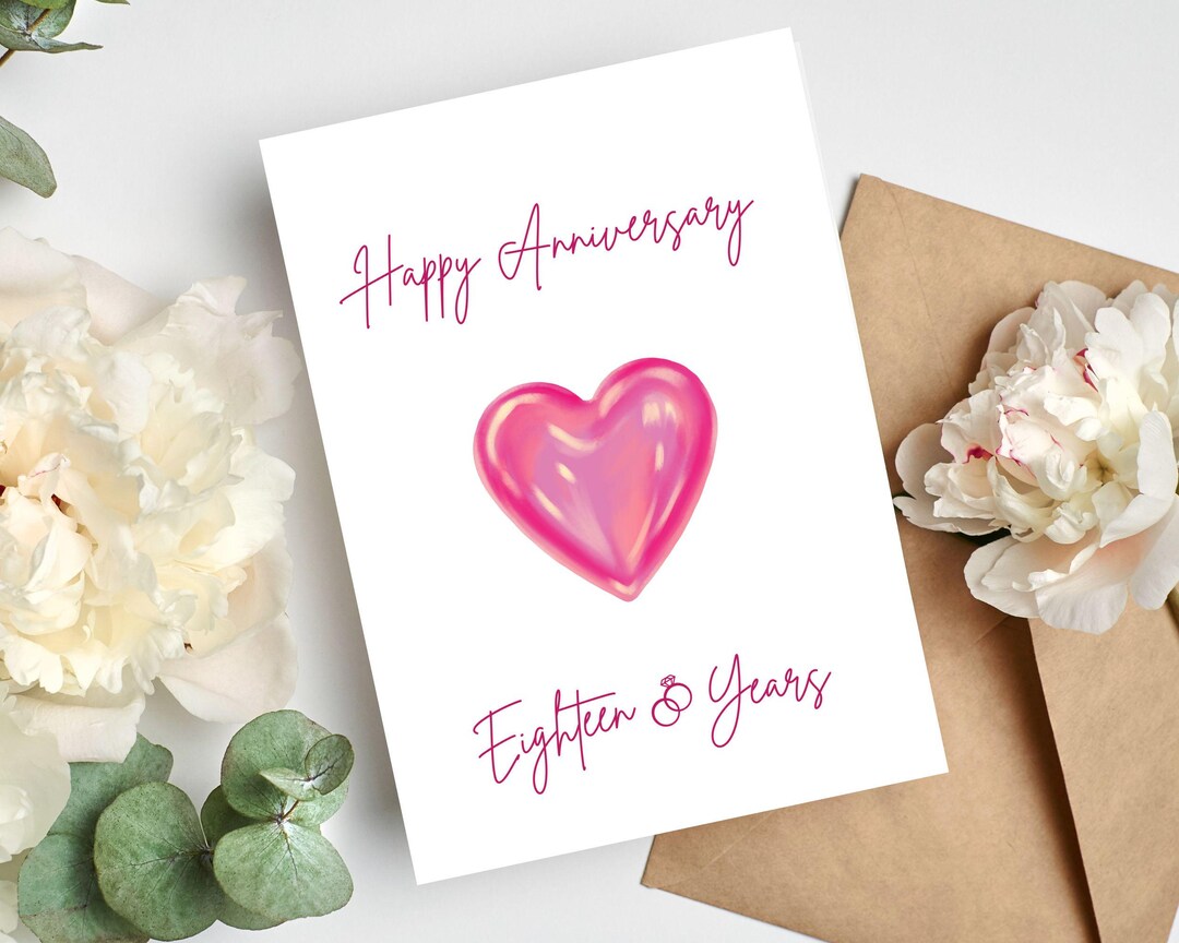 18th Wedding Anniversary Card | Happy Anniversary Card | Wedding ...