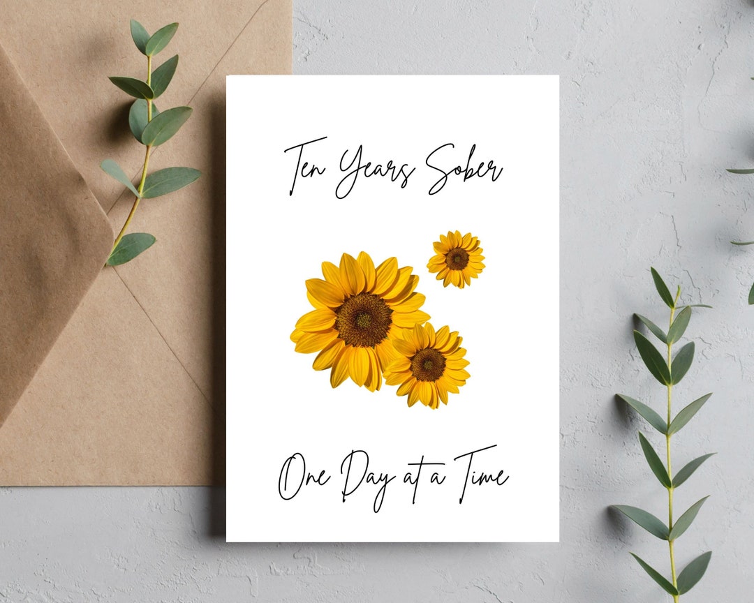 10 Years Sober Card | Sobriety Birthday Card | Sober Birthday Card | AA ...