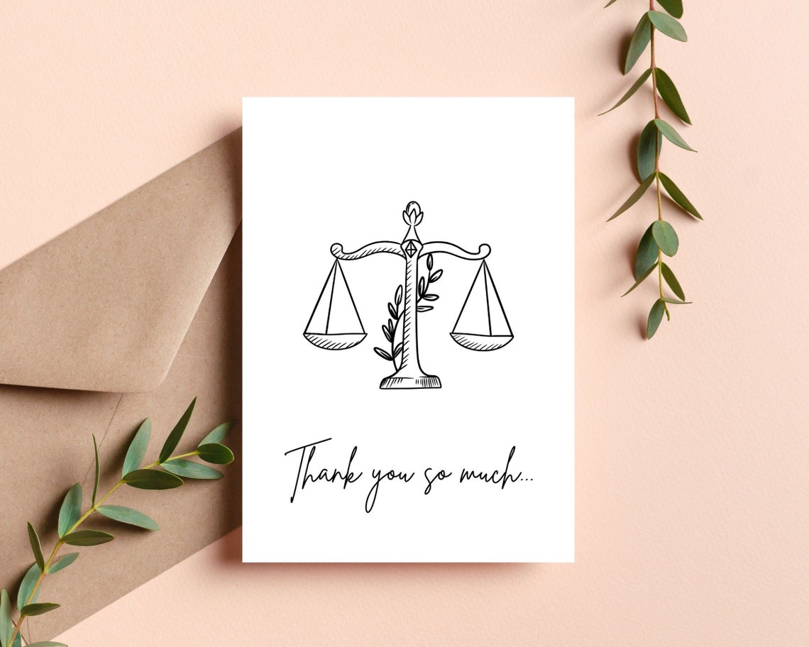 Lawyer Thank You Card Solicitor Thank You Card Barrister Judge Legal ...
