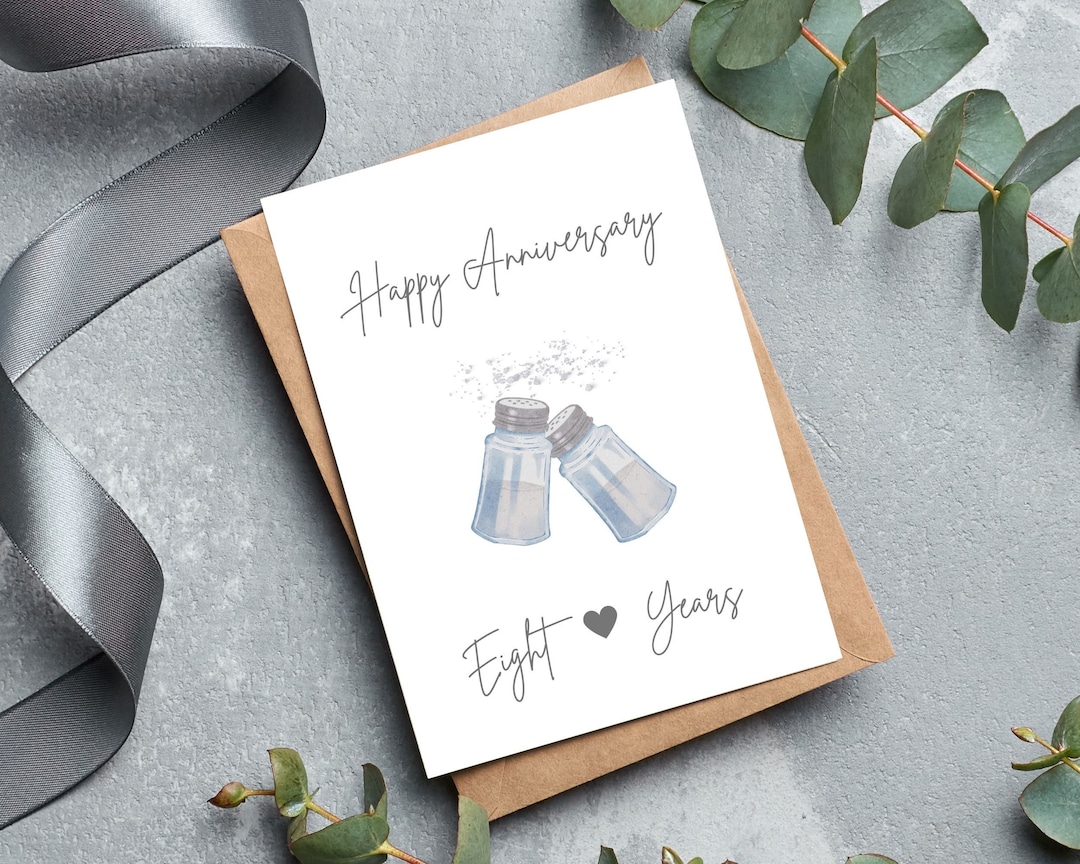 Eight Year Wedding Anniversary Card | Happy Anniversary Card | Salt | 8 ...