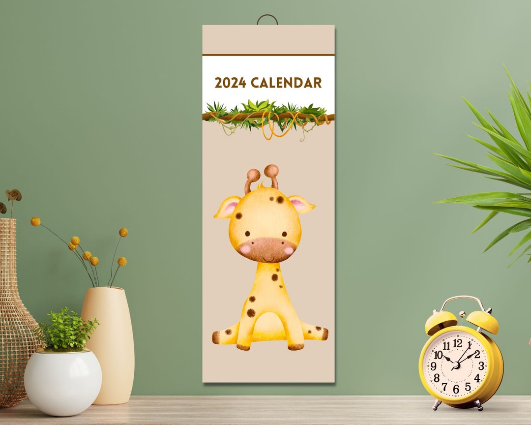 2024 Cute Animal Calendar Animal Wall Calendar Slim Wall - Etsy