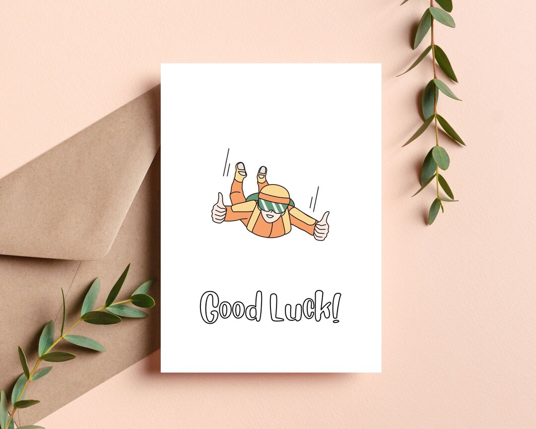 Skydive Good Luck Card Parachute Good Luck Card Skydiving - Etsy