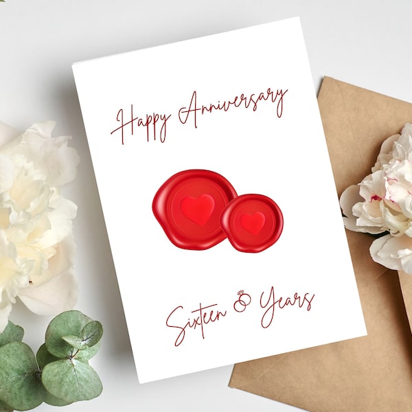 16 Years Wedding Anniversary Cards - Etsy