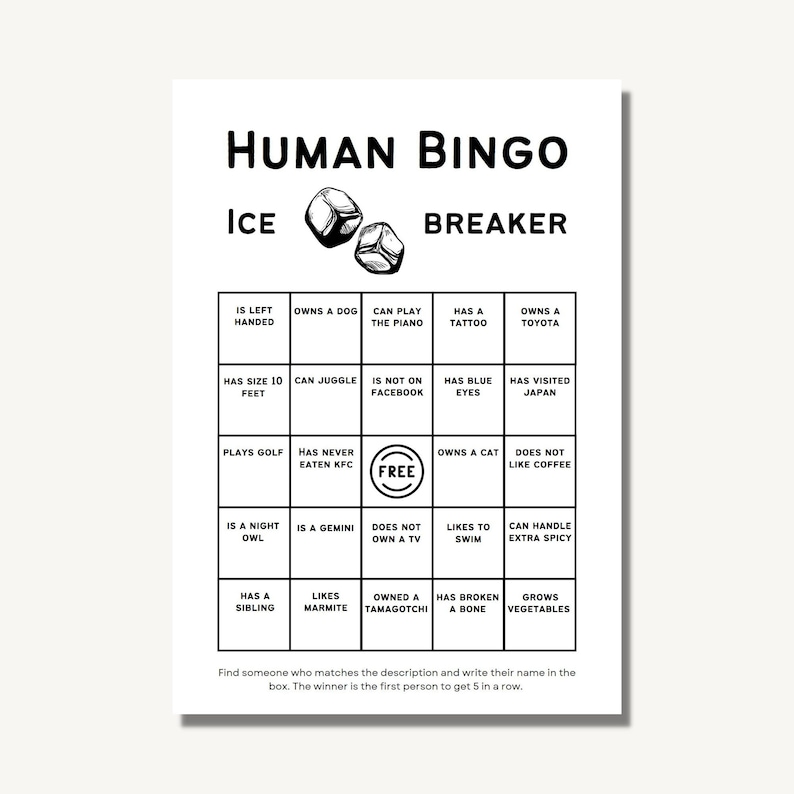 Human Bingo | Ice Breaker | Party Game | 5 Game Bumper Pack | Digital ...