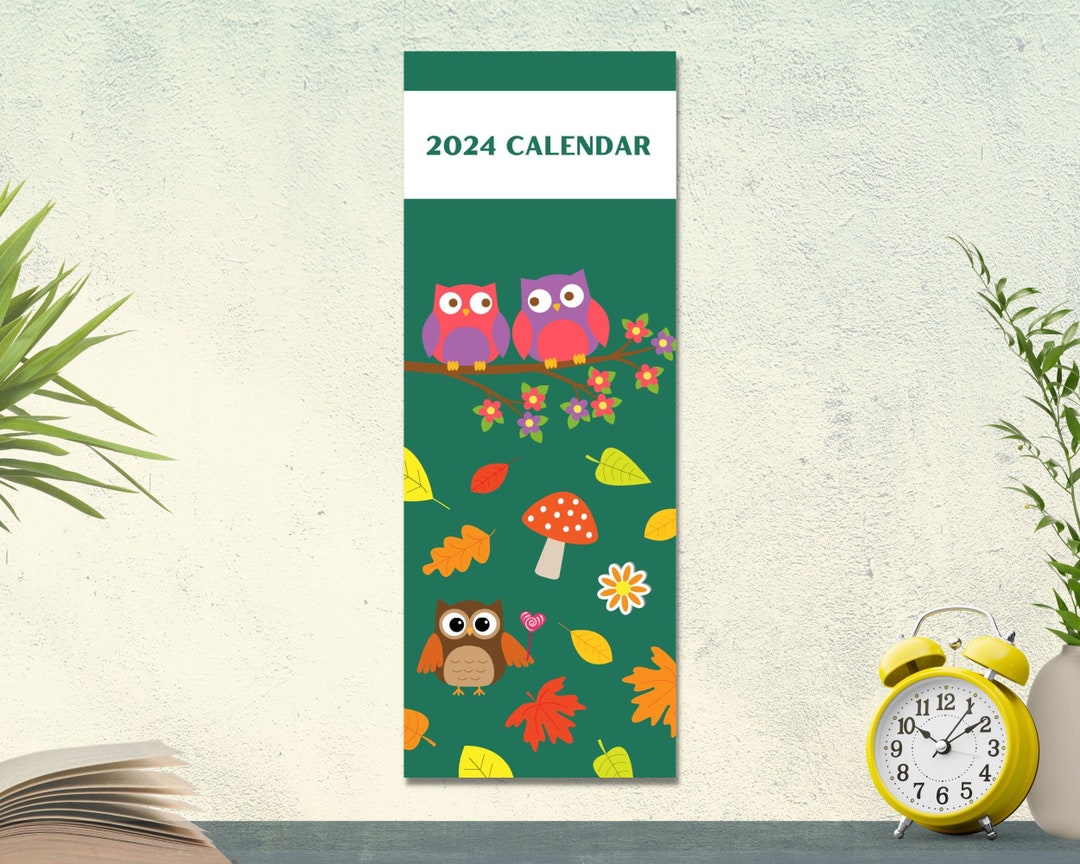 2024 Owl Calendar Owl Themed Wall Calendar Slim Wall Calendar - Etsy