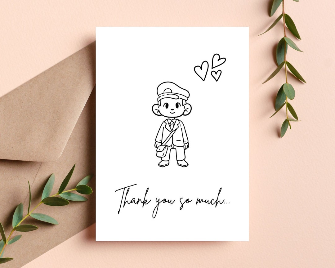 Postman Thank You Card | Delivery Man Thank You Card | Postie Thank You ...