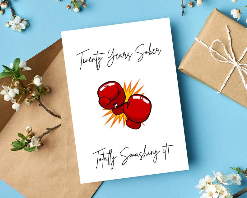 20 Years Sober Card | Sobriety Birthday Card | Sober Birthday Card | AA ...