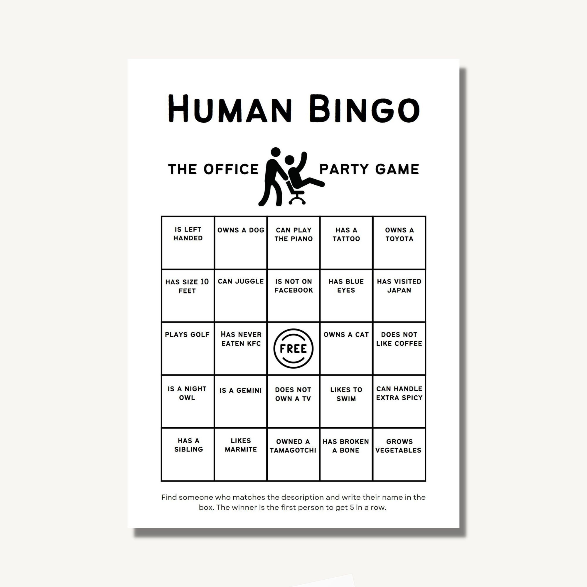 Human Bingo | Office Party Game | Team Bonding | 10 Game Bumper Pack - Etsy