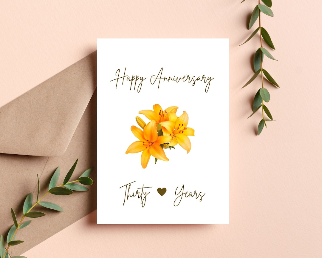30th Wedding Anniversary Card | Happy Anniversary Card | 30 Years ...