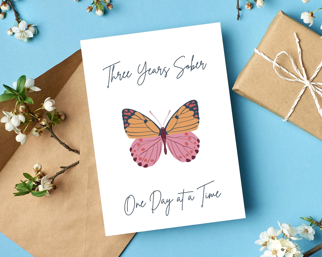 3 Years Sober Card | Sobriety Birthday Card | Sober Birthday Card | AA ...